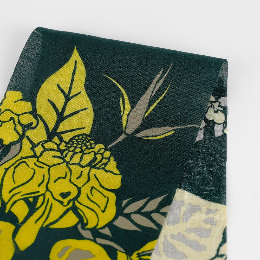 Bouquet Viscose Challis - Hunter / Lemongrass – The Fabric Store