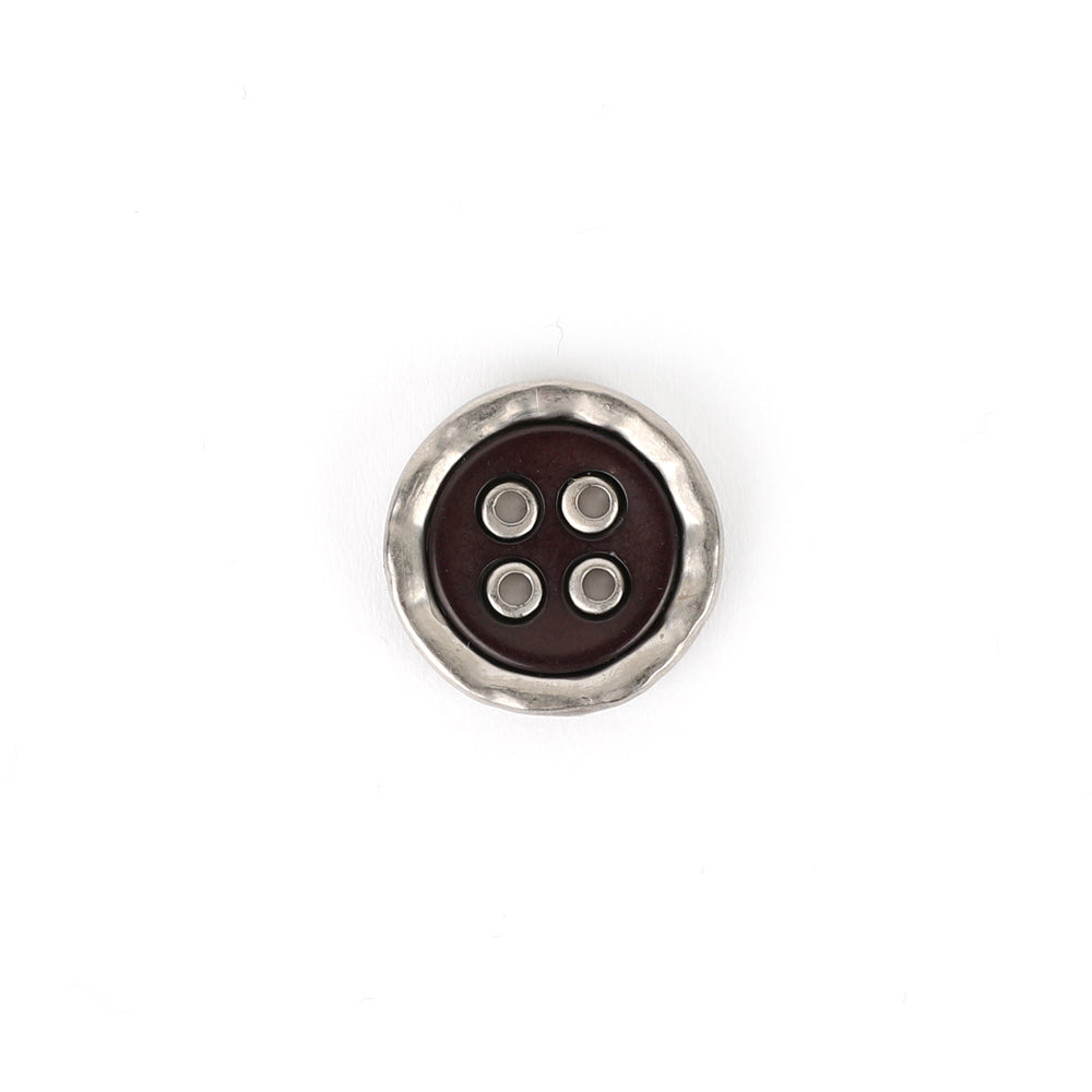 Metal / Poly Pie Button 22mm - Chocolate / Silver – The Fabric Store