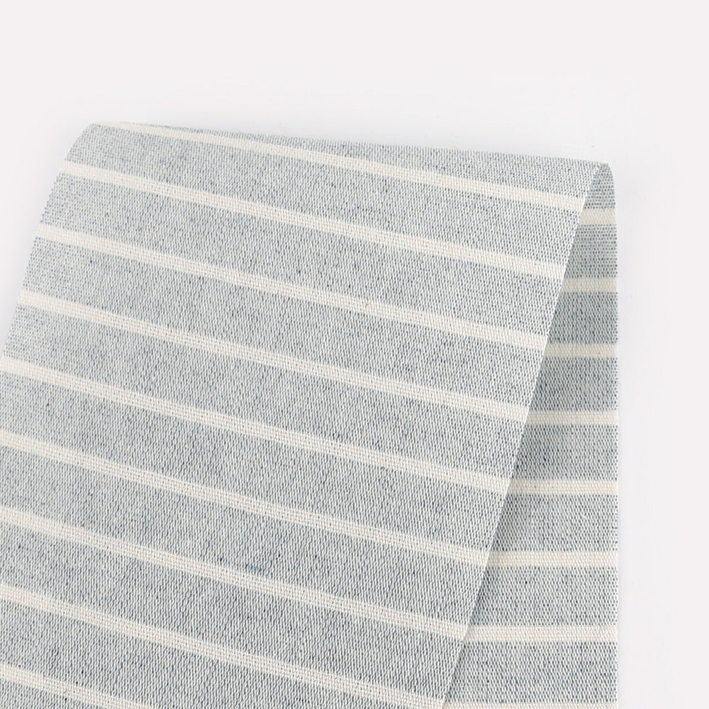 Upcycled Classic Striped Chambray – Blue/Ecru – The Fabric Store