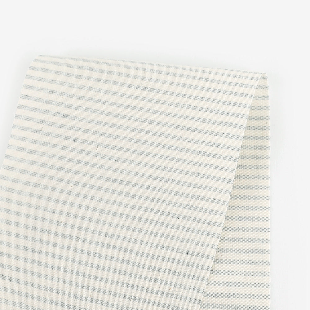 Upcycled Fine Striped Chambray – Ecru/Blue – The Fabric Store